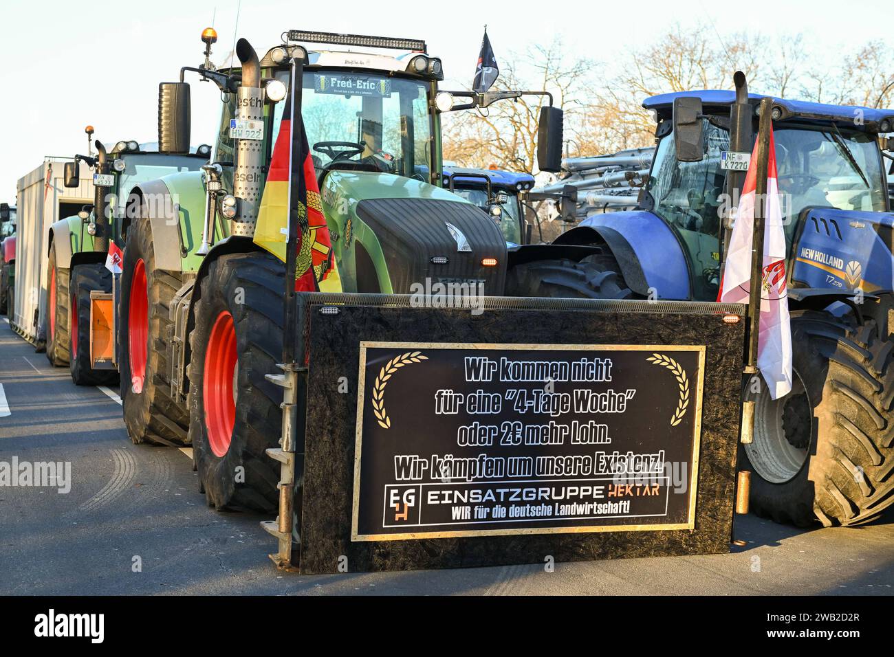 Berlin, Deutschland 08. Januar 2024: Bauernproteste in Berlin - Januar ...