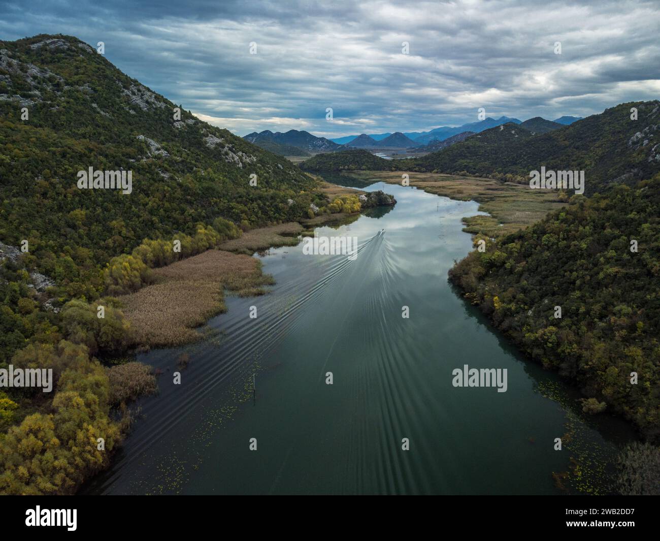 Rijeka Crnojevica river and surrounding greenery in Montenegro Stock ...