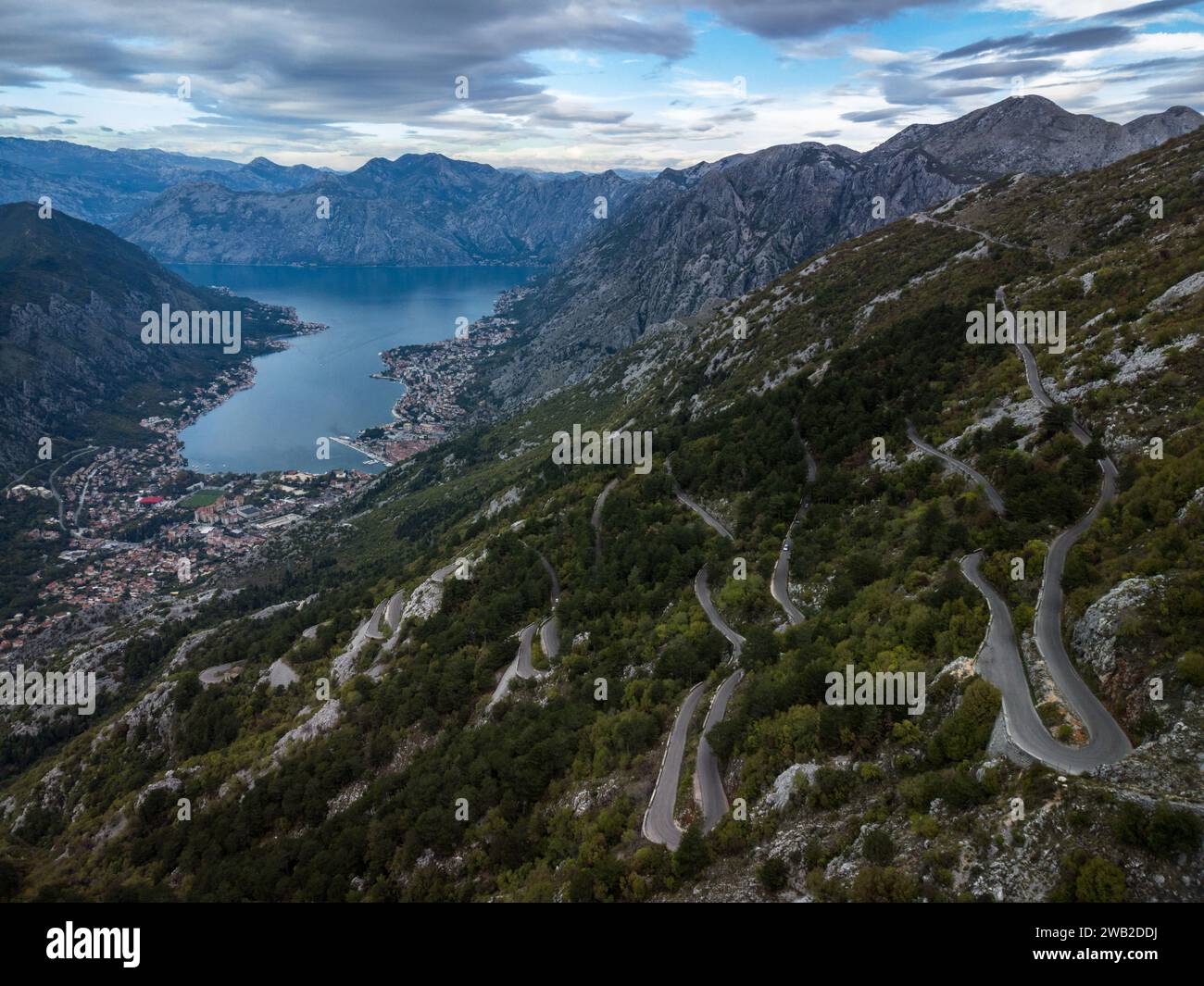 Winding mountain road and Bay of Kotor, Montenegro Stock Photo - Alamy