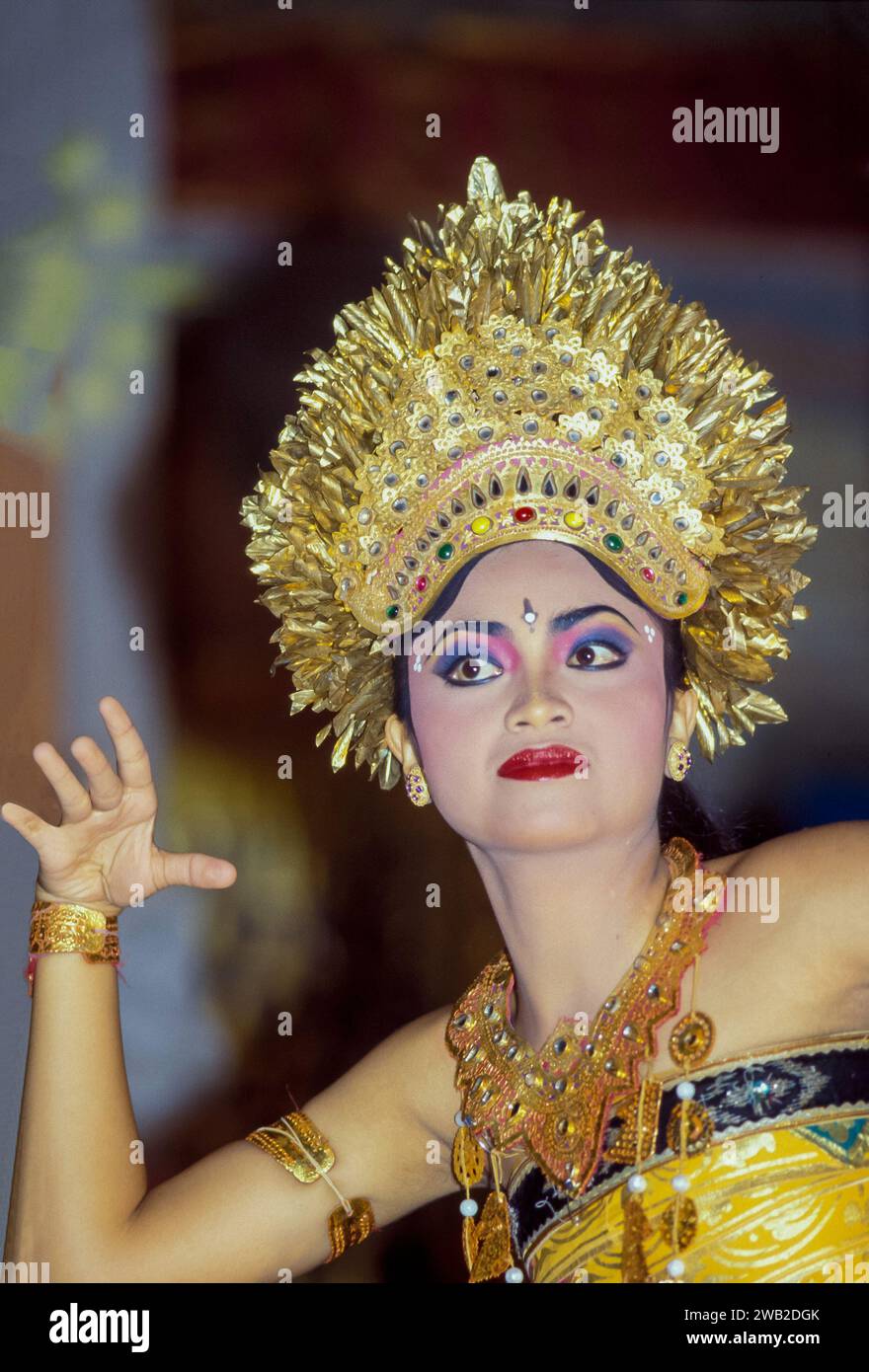 Indonesia, Bali. Temple dancer wearing traditional clothing Stock Photo ...