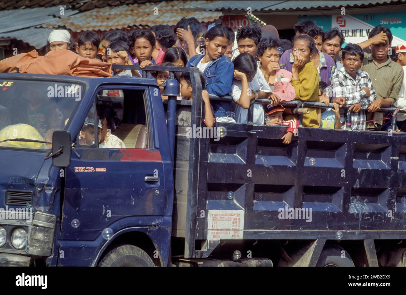 Indonesia, Java - Truck as public transport bring the visitors of a ...