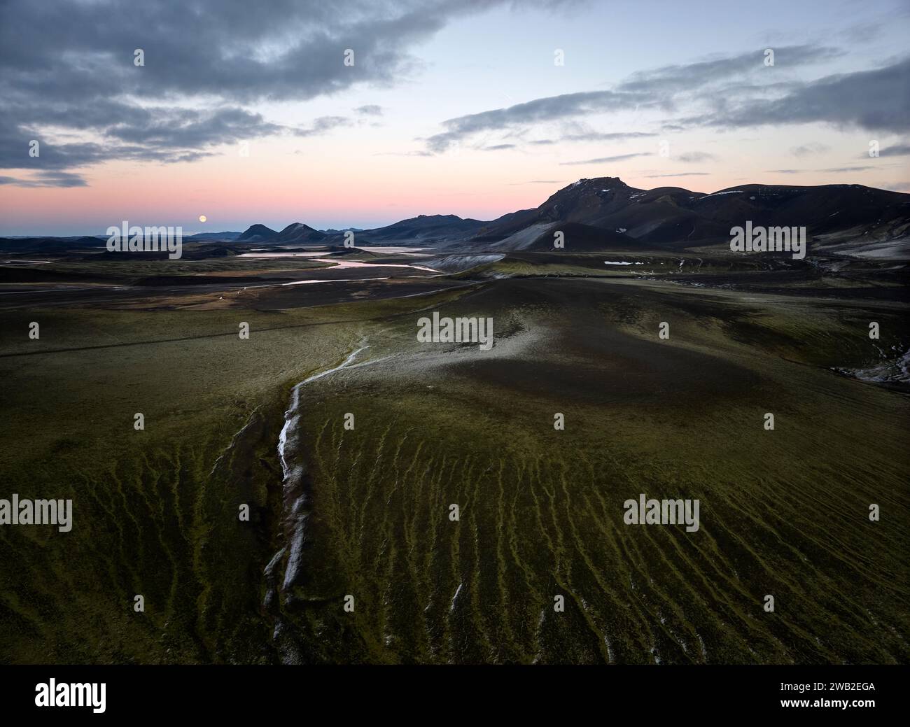 Drone view of amazing landscape with brook water Stock Photo - Alamy