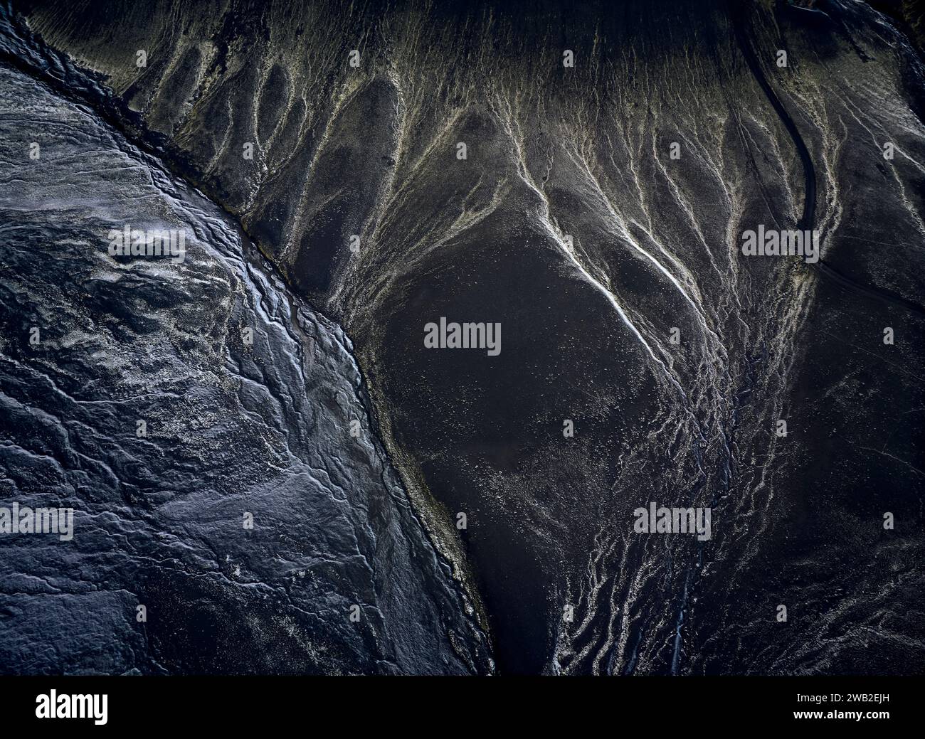 Aerial view of braided rivers with dramatic landscape Stock Photo - Alamy
