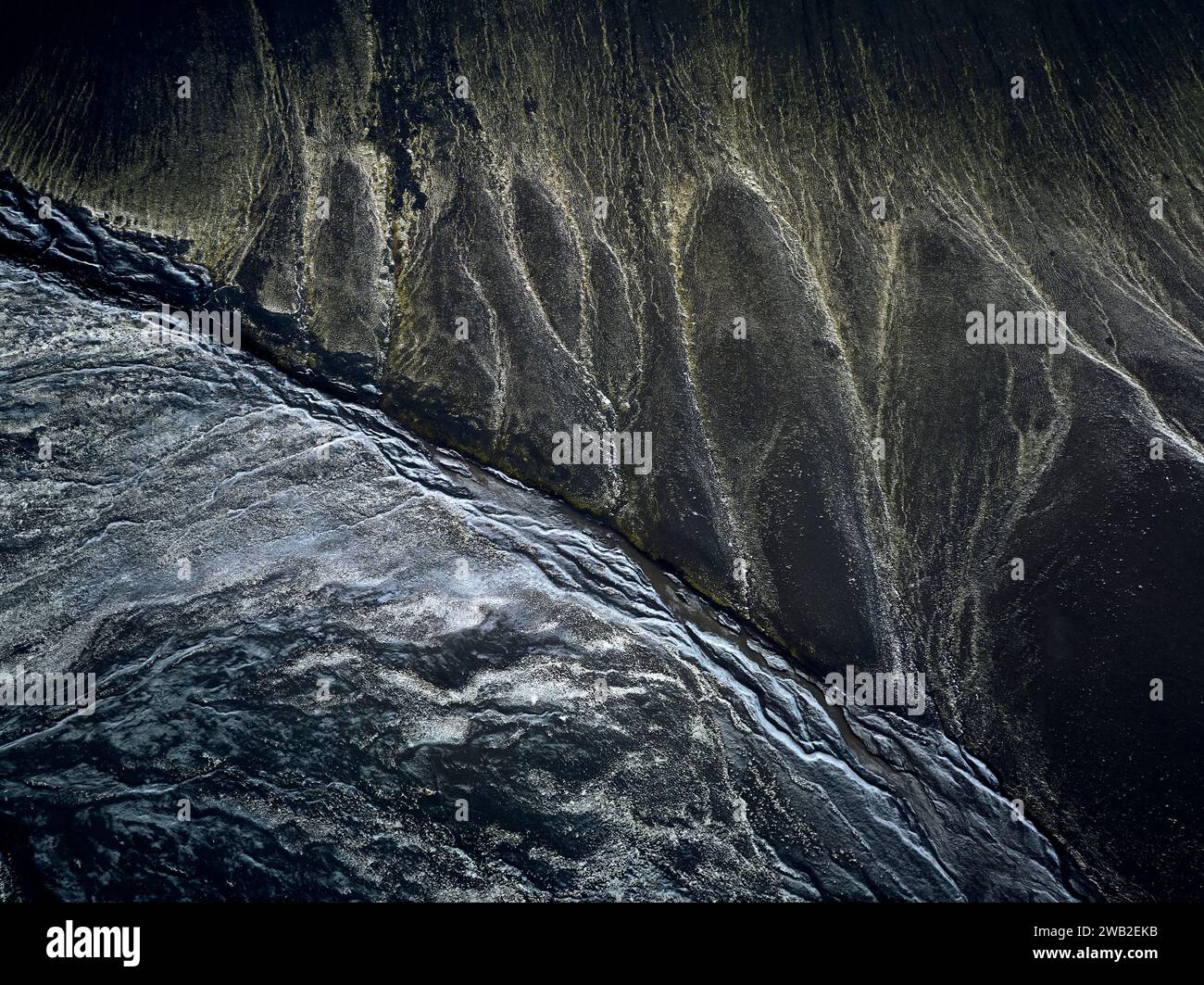 Amazing landscape of volcanic terrain with braided rivers Stock Photo ...