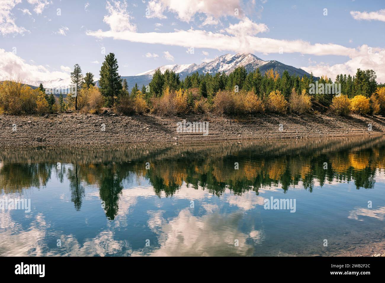 Fall reflections at Dillon reservoir, Colorado Stock Photo - Alamy