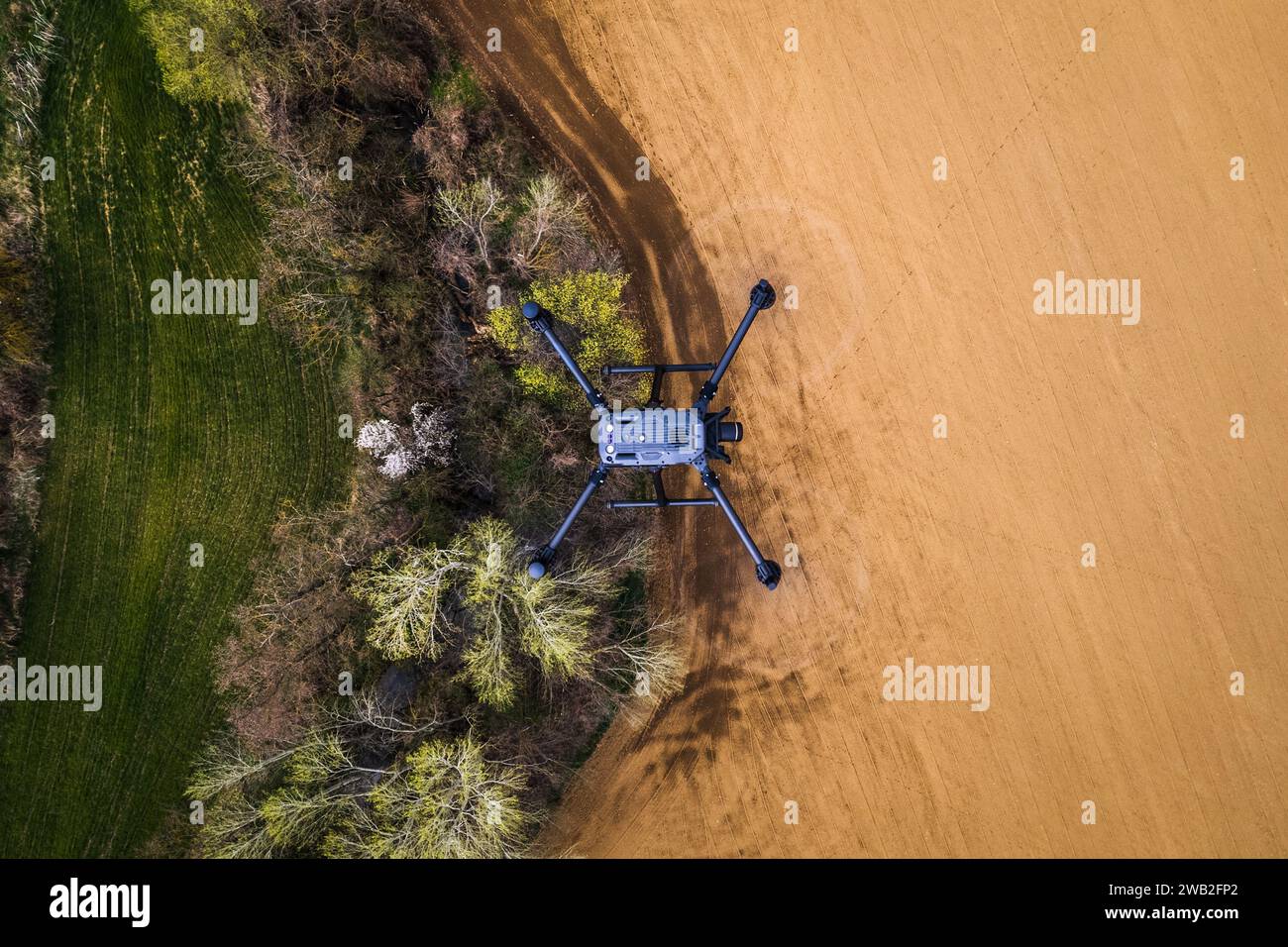 Flying above scenic countryside fields hi-res stock photography and ...