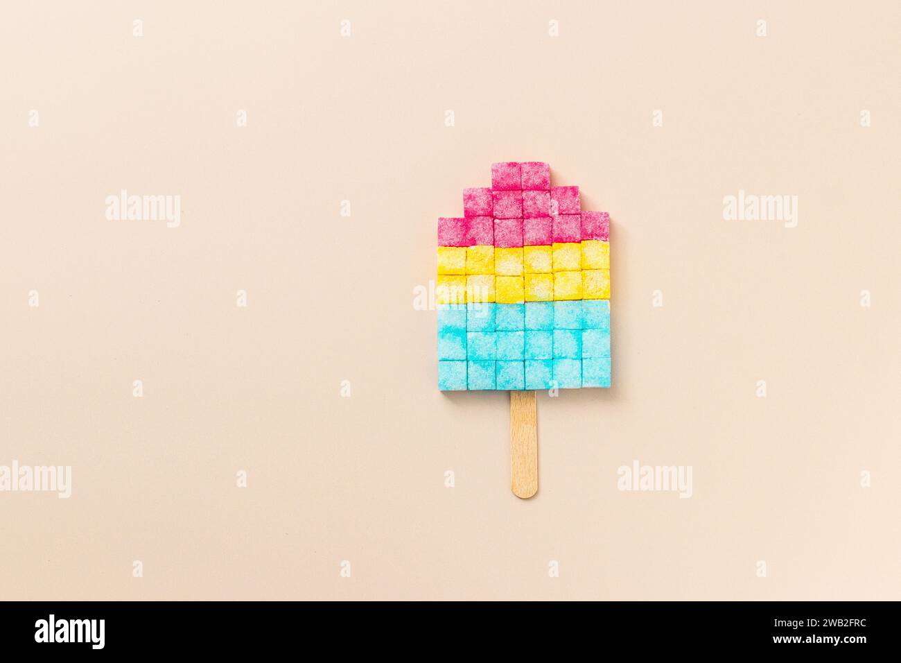 Artistic popsicle made from colorful sugar cubes. creative concepts ...