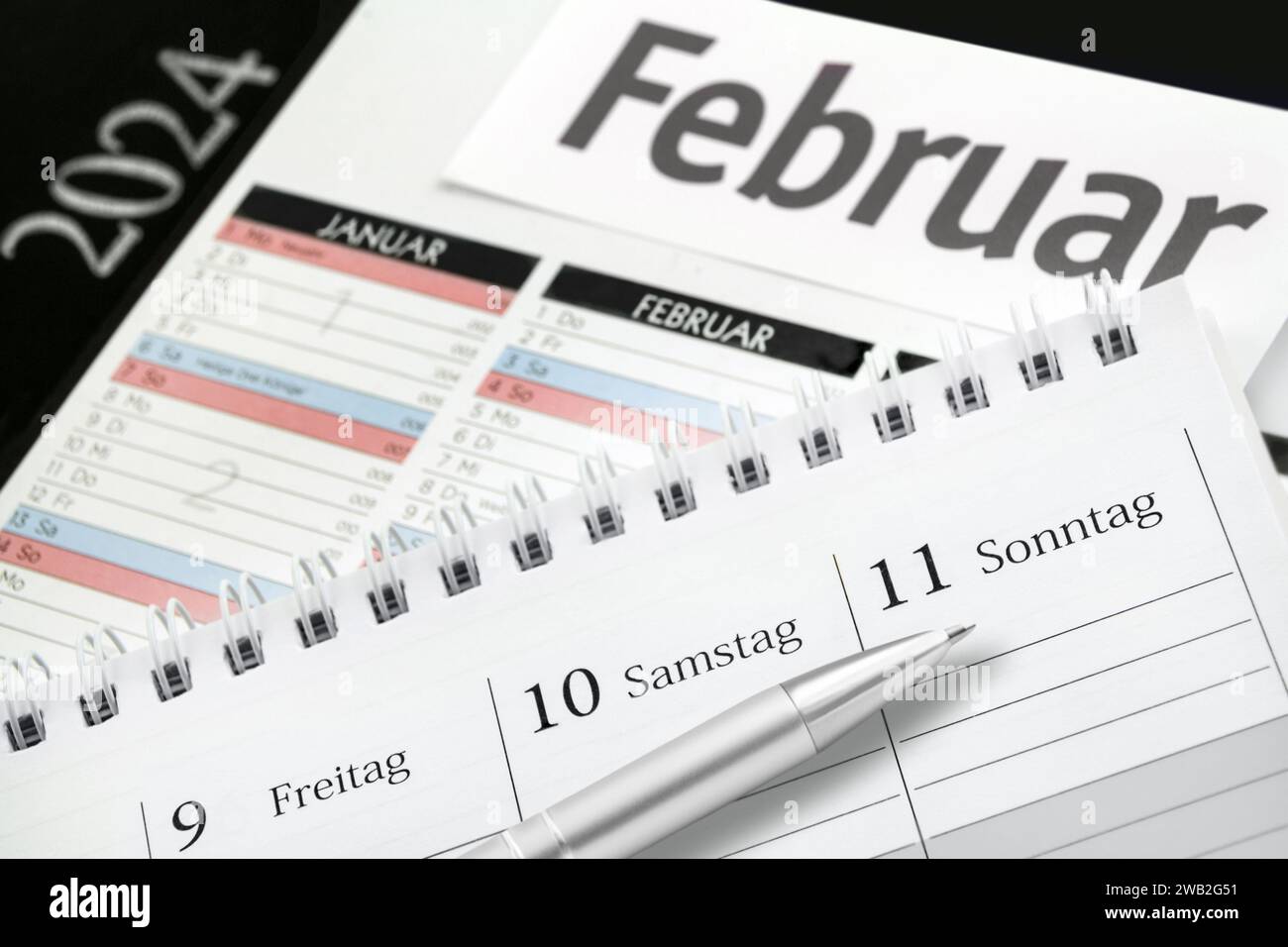 German calendar 2024 February 11 Sunday and January Friday Saturday ...