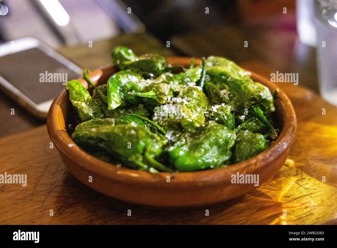 Padrón peppers (Pimiento de Padrón) at Bar Tozino in the railway arches ...
