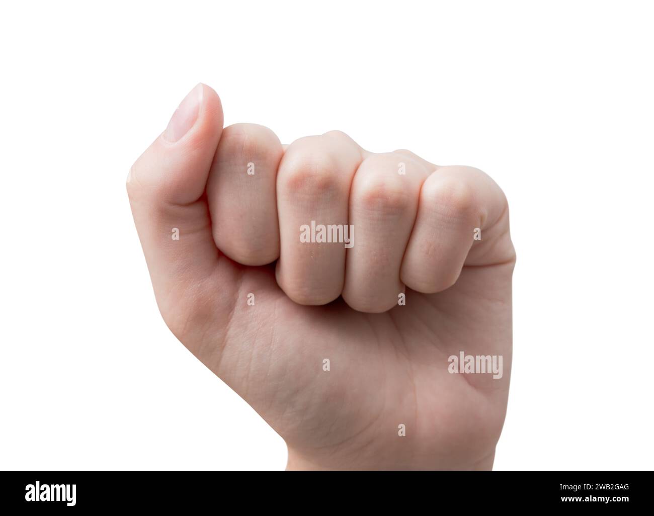 Woman hand making a fist gesture, power and strength concept Stock ...