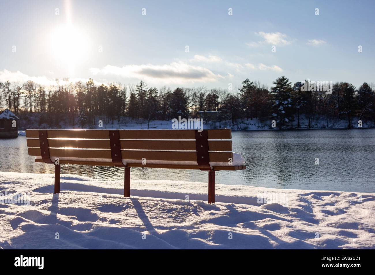 Bench overlooking pond hi-res stock photography and images - Alamy