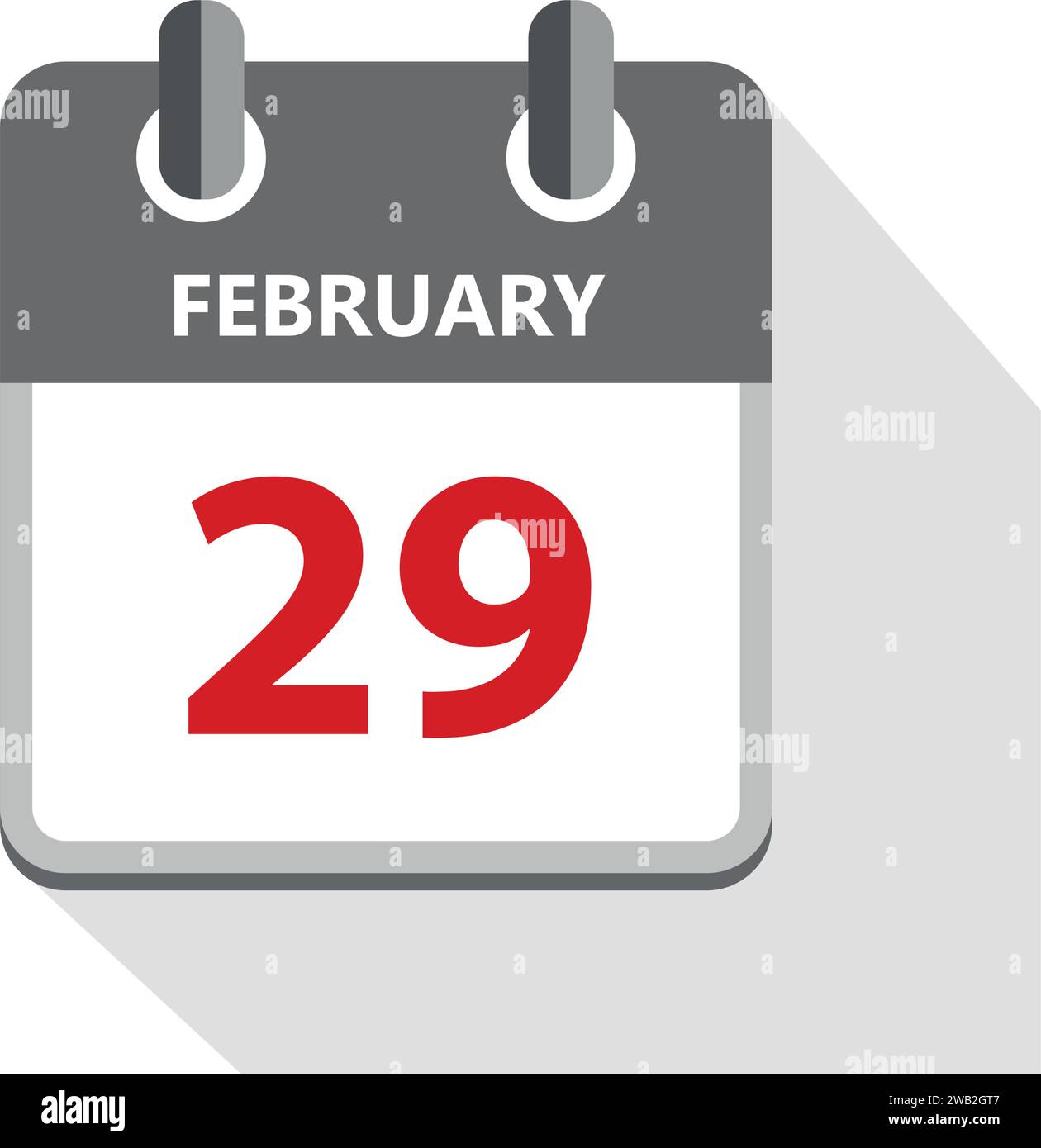 29 february in the leap year calendar isolated on white background ...