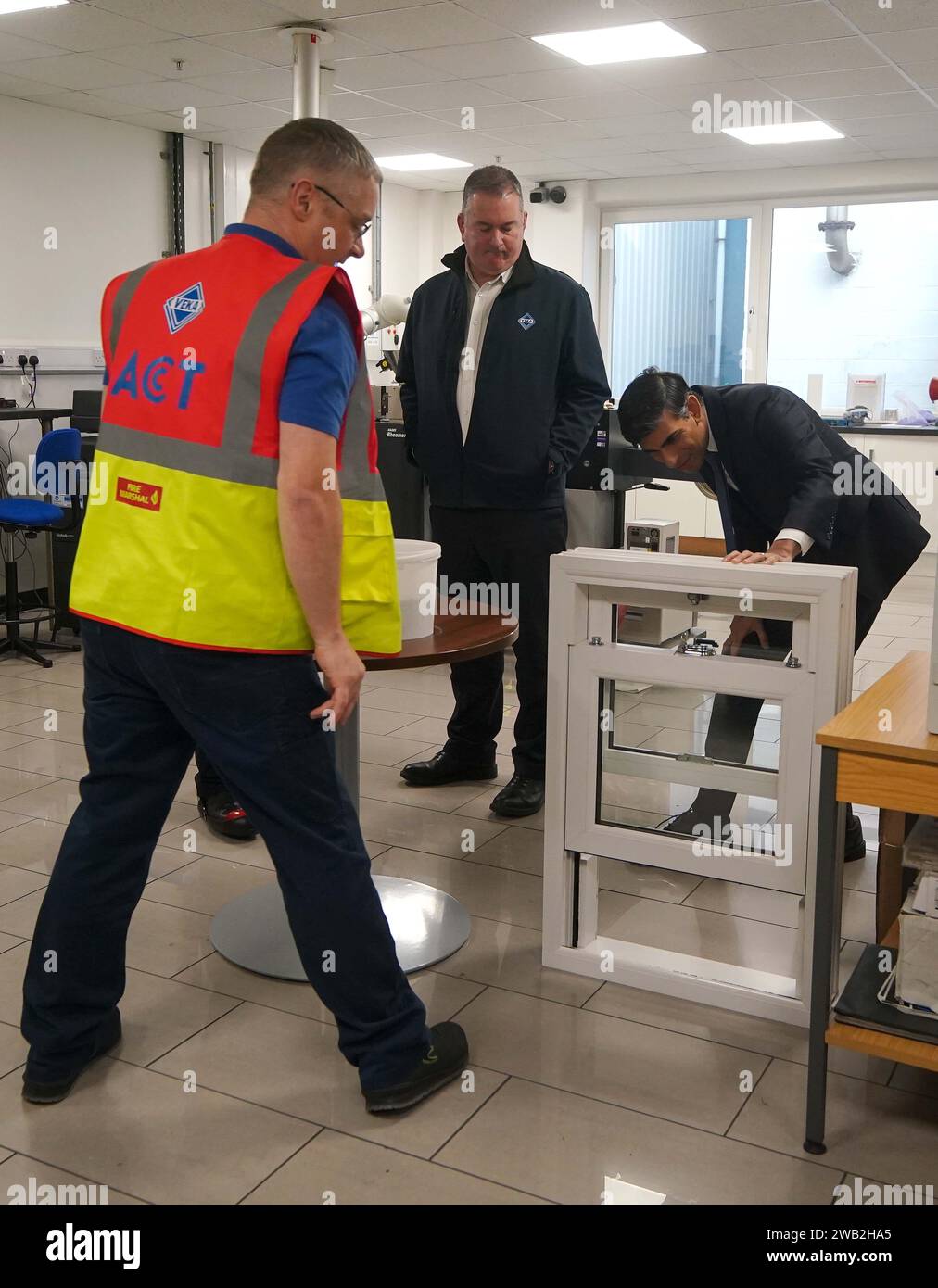 Prime Minister Rishi Sunak (right) during a visit to VEKA PLC in ...