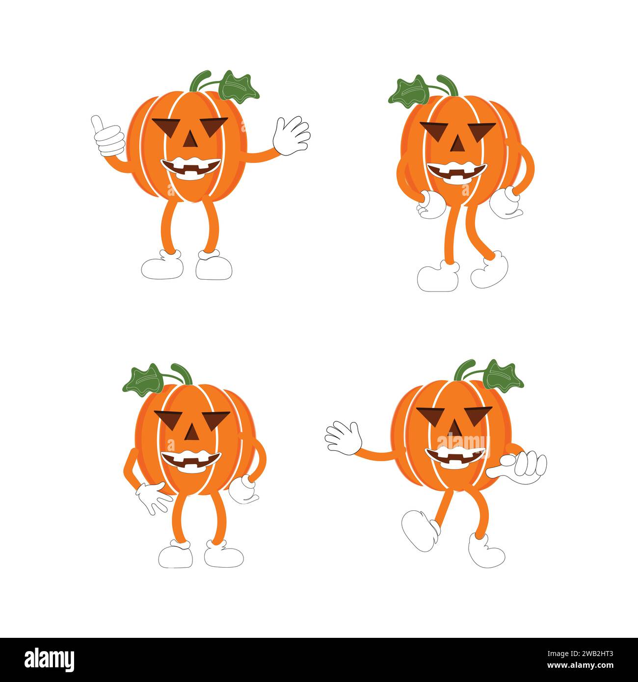 Pumpkins character cartoon, Halloween pumpkin icon vector. Flat design ...