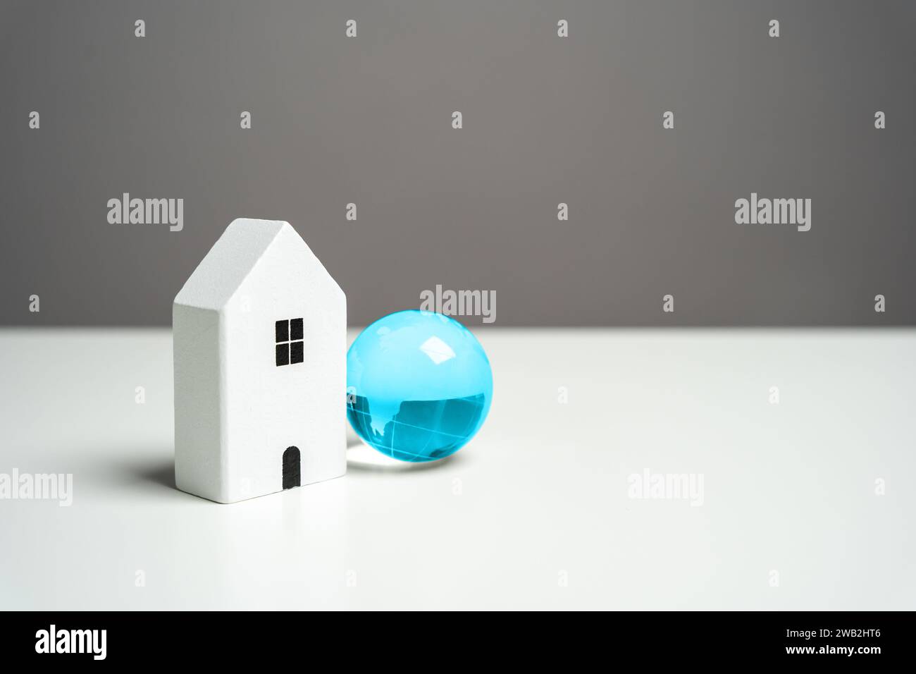 House and blue globe. Internet access concept. Digitally connected home ...