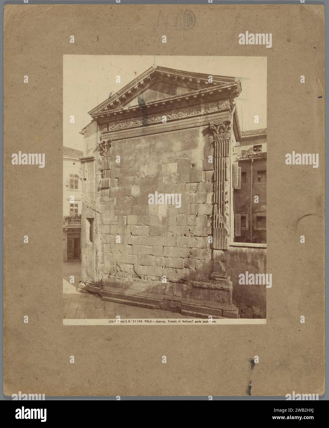 View of the back of the Temple of Augustus in Pula, 1875 - 1900 ...