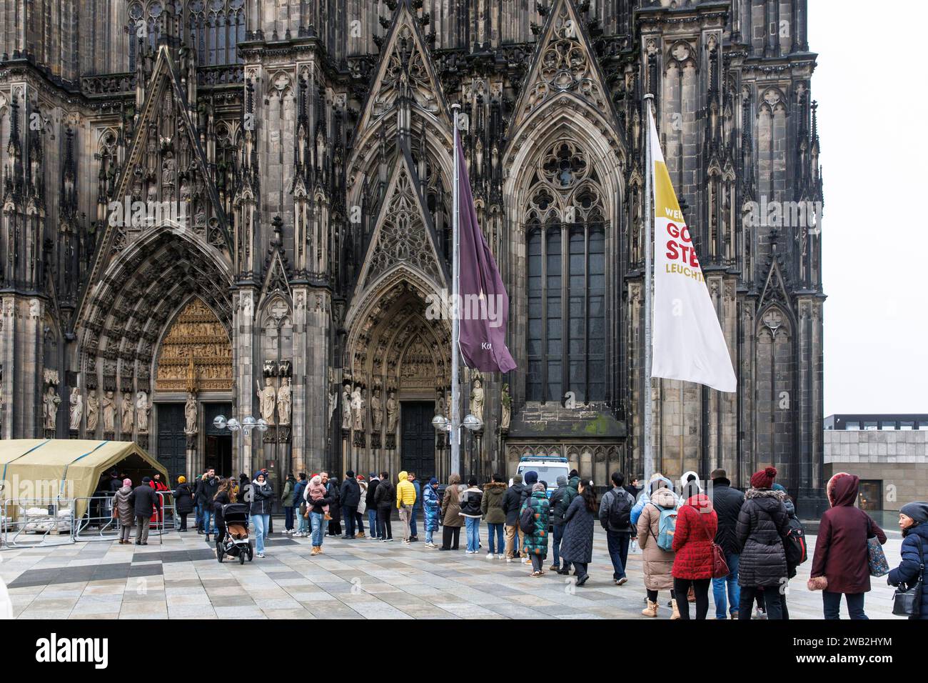 due to a terror warning, visitors to Cologne Cathedral are strip-searched before entering ...