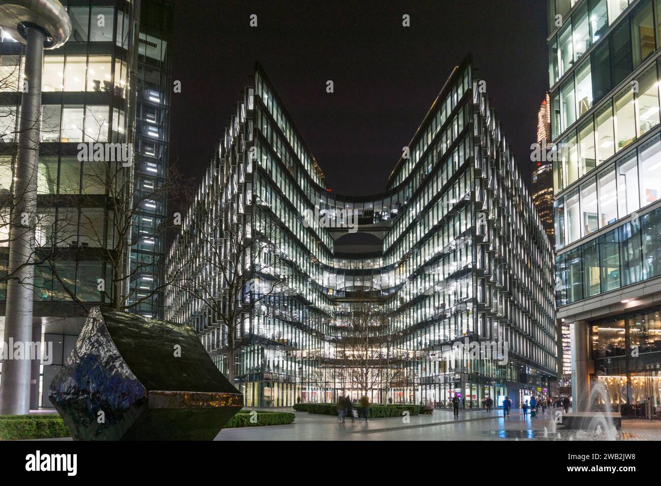 Night time view of More London Riverside office development near Tower ...
