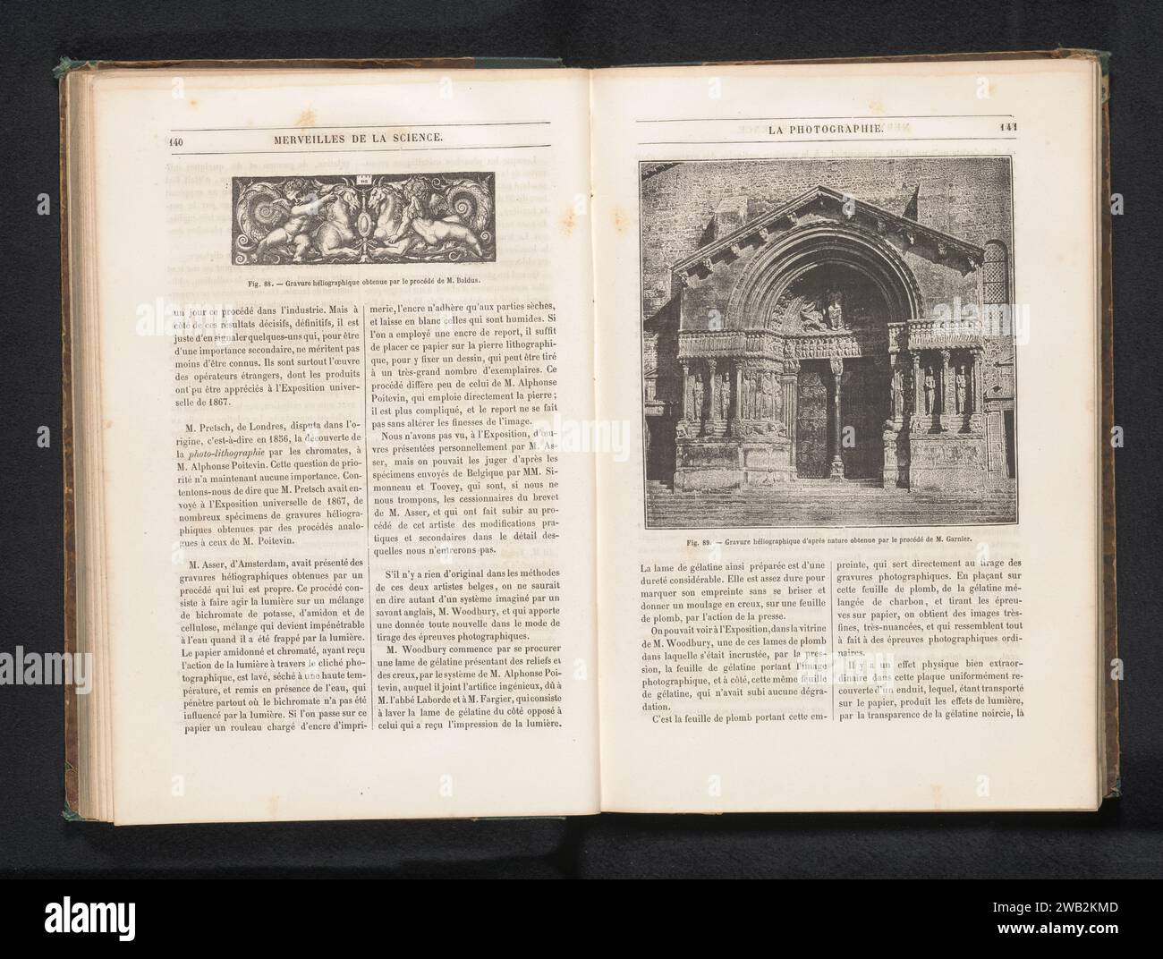 Reproduction of a heliogravure of a design of a putti and a fabulous ...