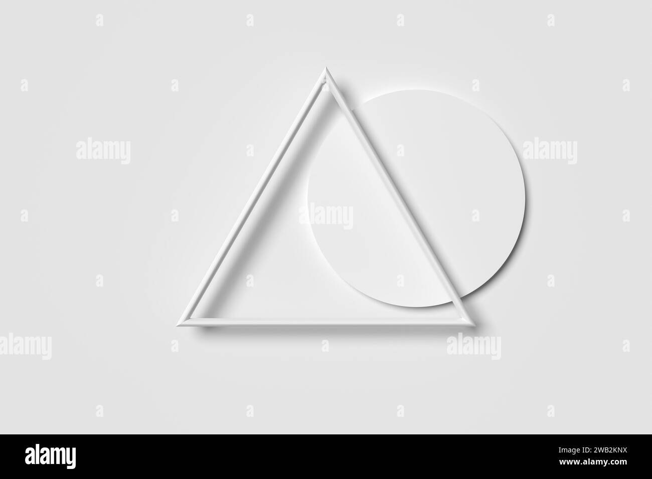 Minimalistic circle and triangle on white background. Mockup template ...