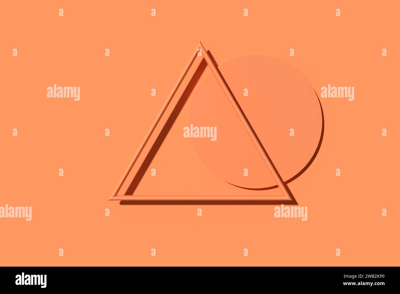 Circle and triangle on peach fuzz colored monochrome background Stock ...