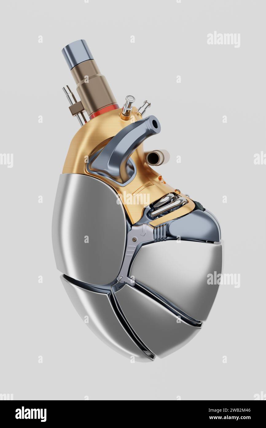 Heart of engine motor, soul of car, love heart metal bike. Bionic organ ...