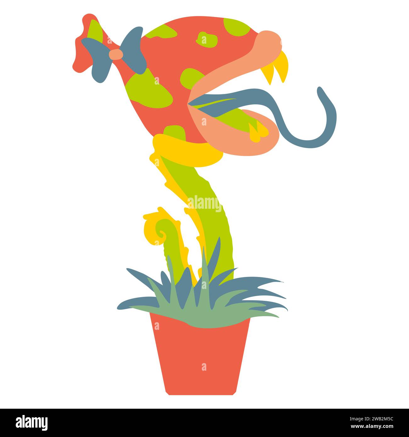 Scary flat sticker of monster plant in Flower pot. Vector Fantasy ...