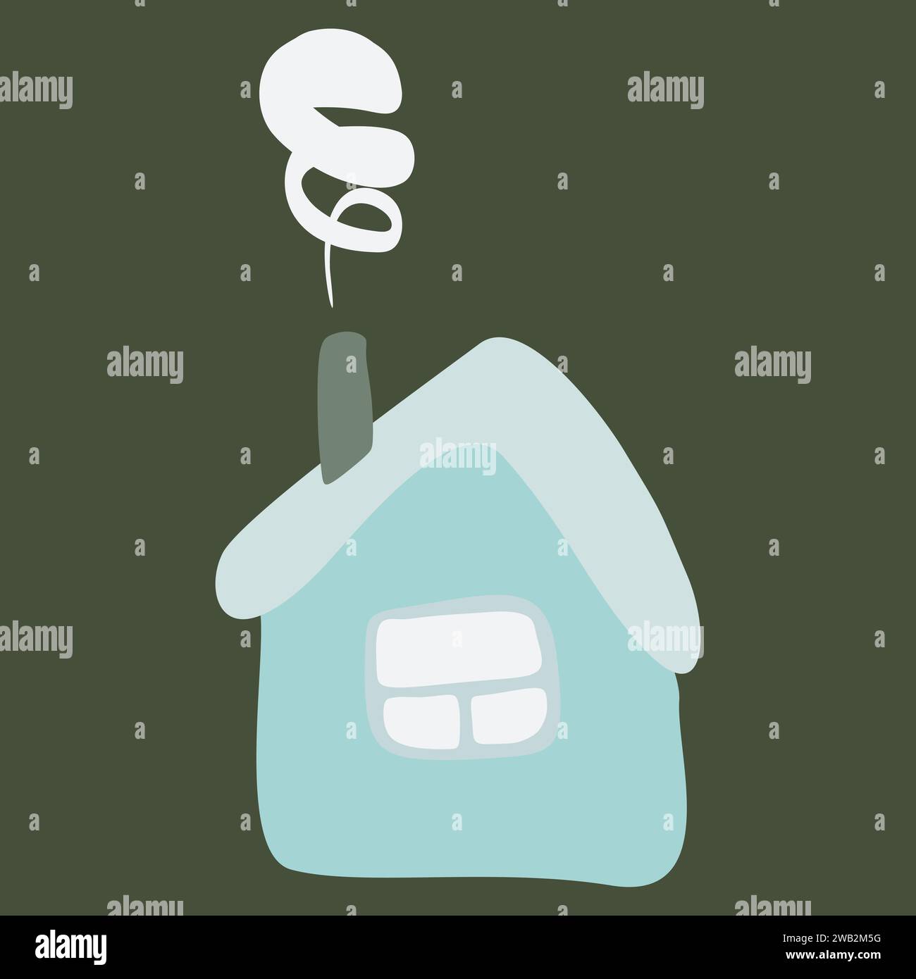 Old crooked house with Smoke out the Chimney. Isolated clipart cartoon ...