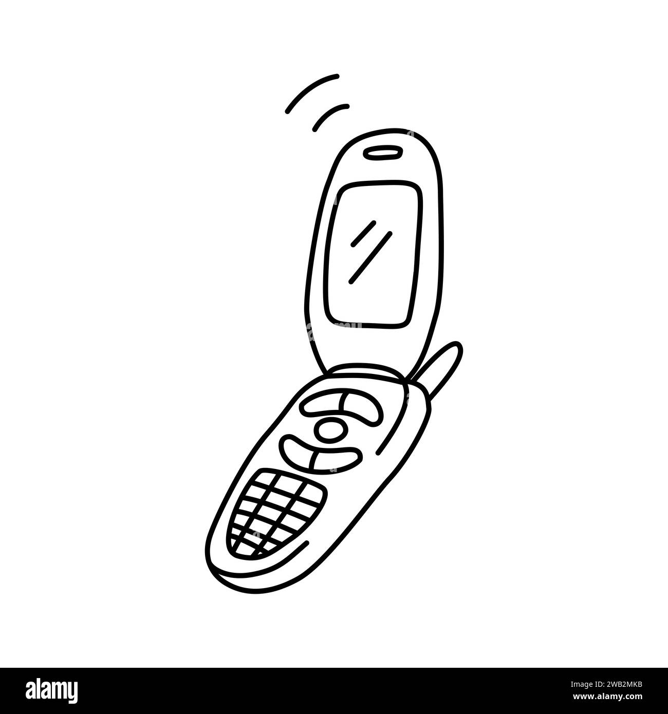 Old-fashioned phone in doodle style. Vector illustration isolated on ...