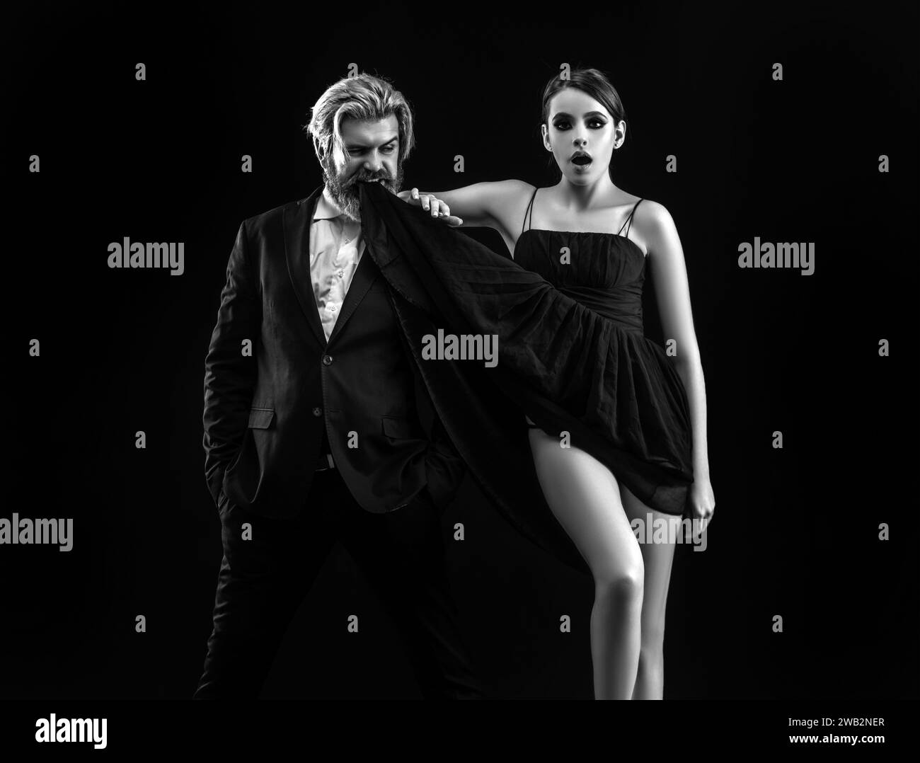 Man in a black suit. Elegant couple love. Luxurious passionate love ...