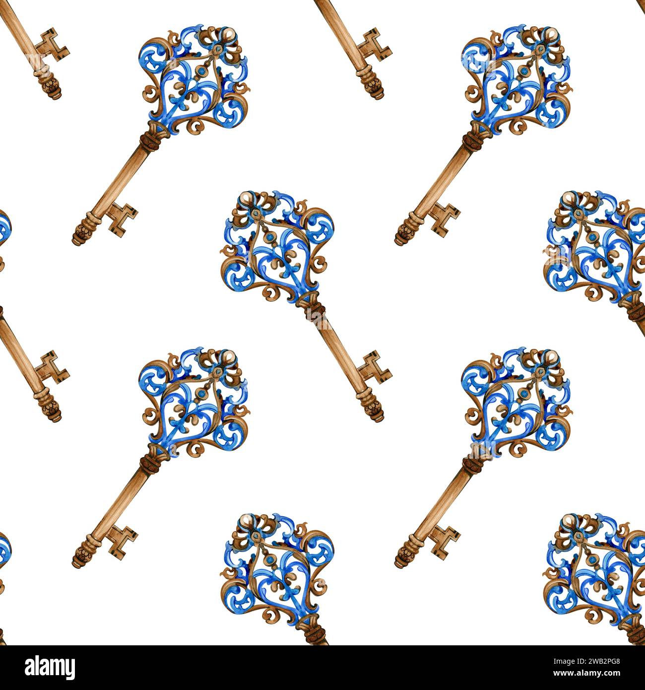 Retro keys seamless pattern. Antiques key cover for your design. Hand ...