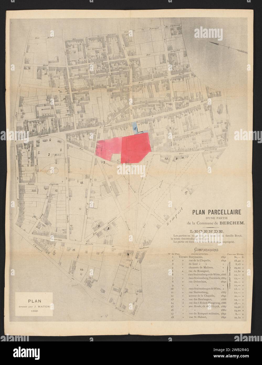 Map of part of the municipality of Berchem, Anonymous, c. 1892 ...