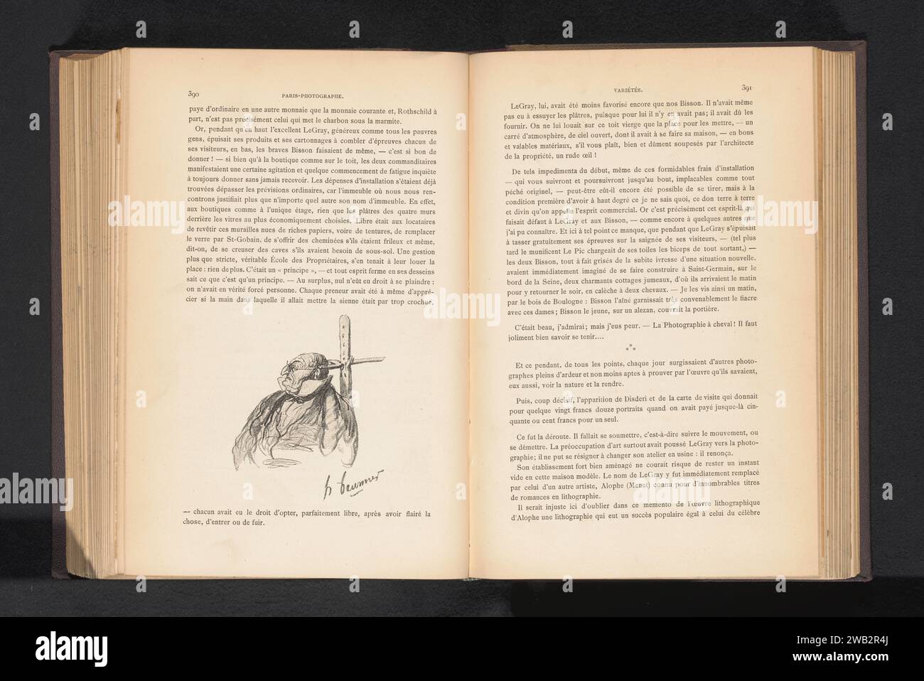 Photo production of a drawing of a man with his head in a clamp ...