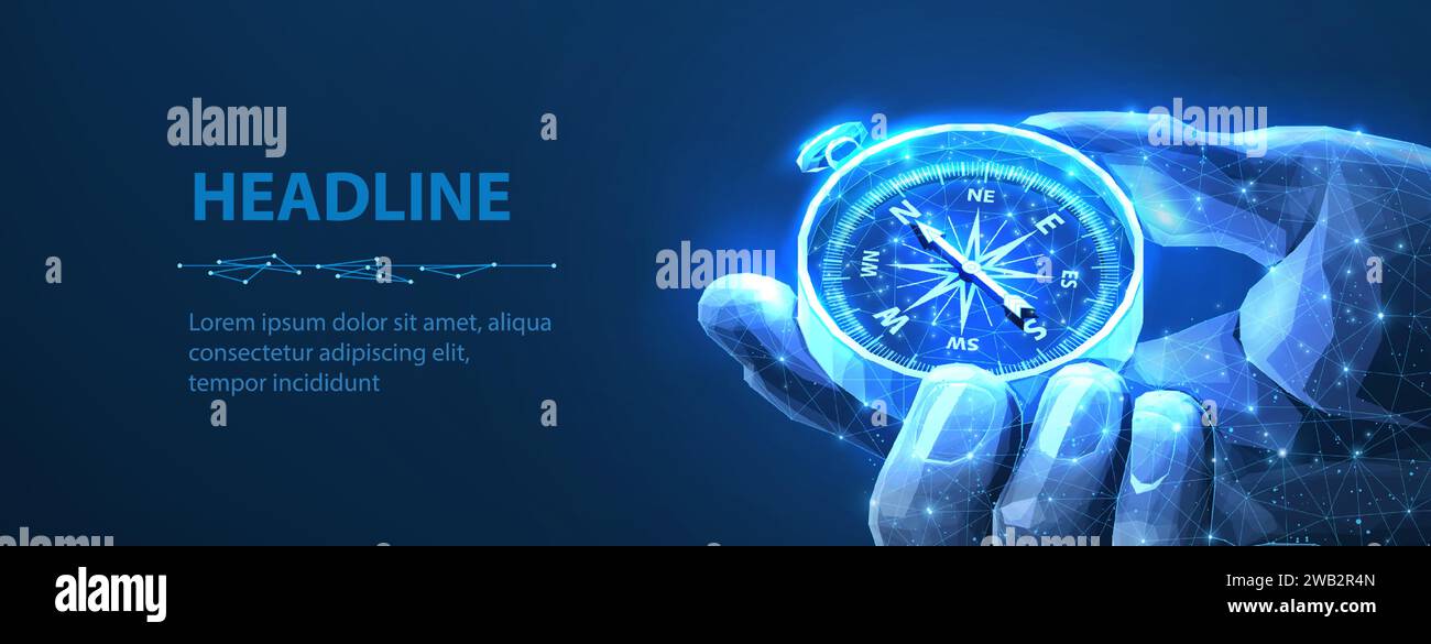 Compass in digital hand. business strategic explorer, Vision crisis ...