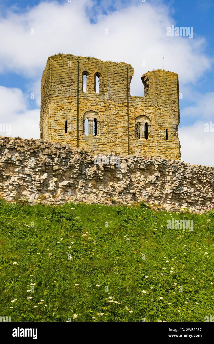 The keep of the medieval Scarborough Castle, Scarborough, Yorkshire ...