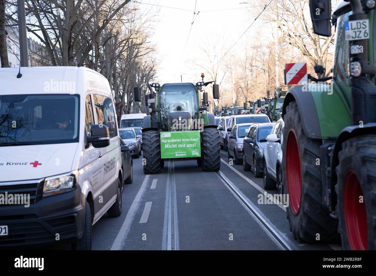German Farmers Demonstration in Potsdam 08.01.24 Stock Photo - Alamy