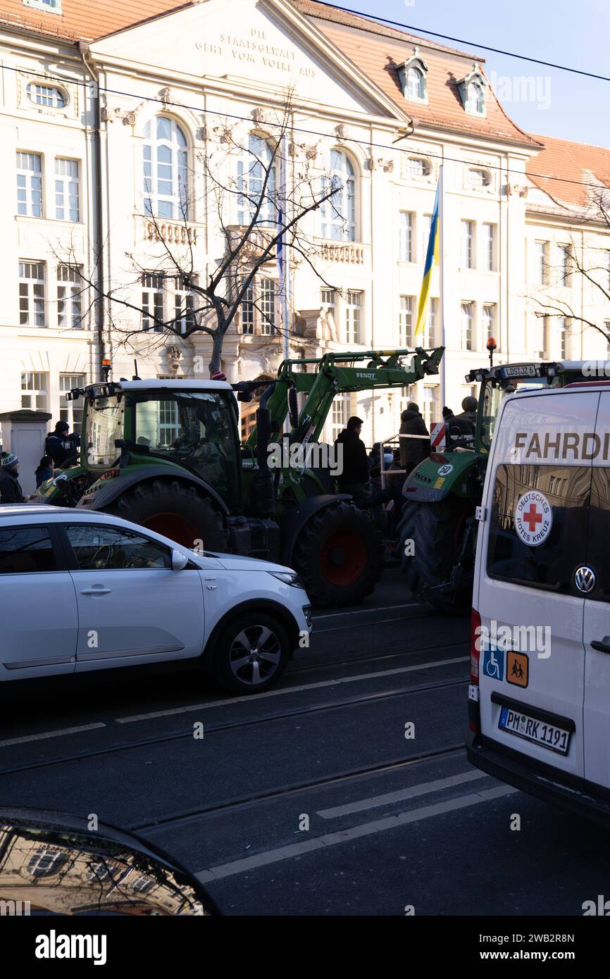 German Farmers Demonstration in Potsdam 08.01.24 Stock Photo - Alamy