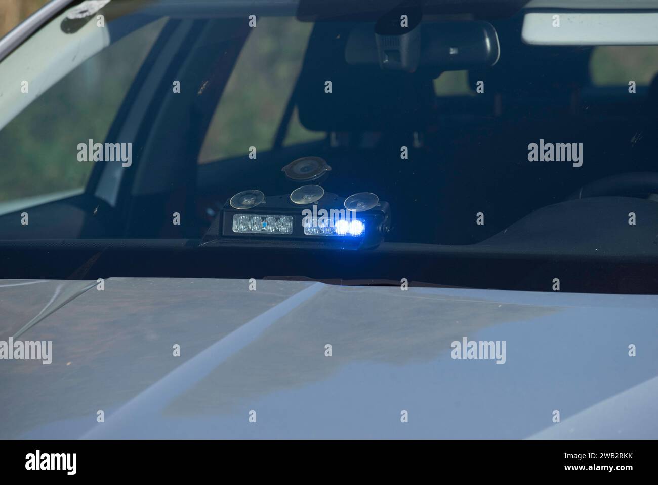 Blue light signal on a police car, visual emergency signal Blue light ...