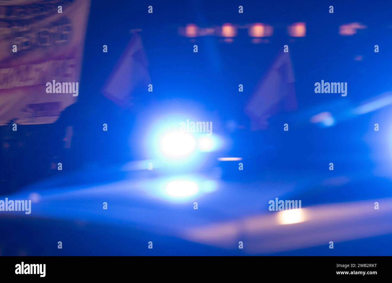 Blue light signal on a police car, visual emergency signal Blue light ...