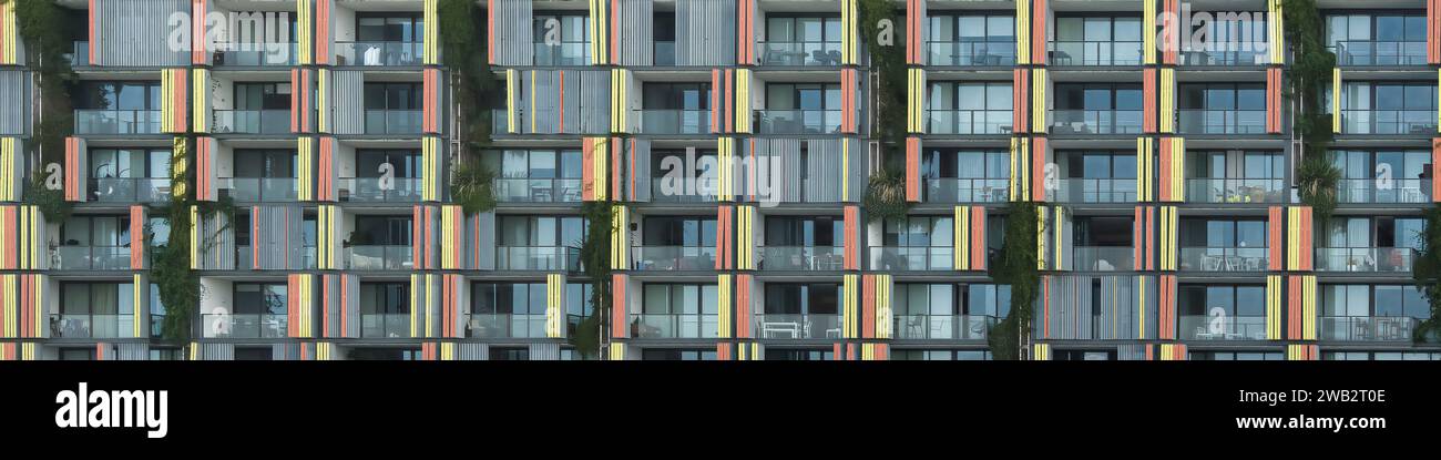 A colorful, geometric apartment building along Wulugul Walk and Darling ...
