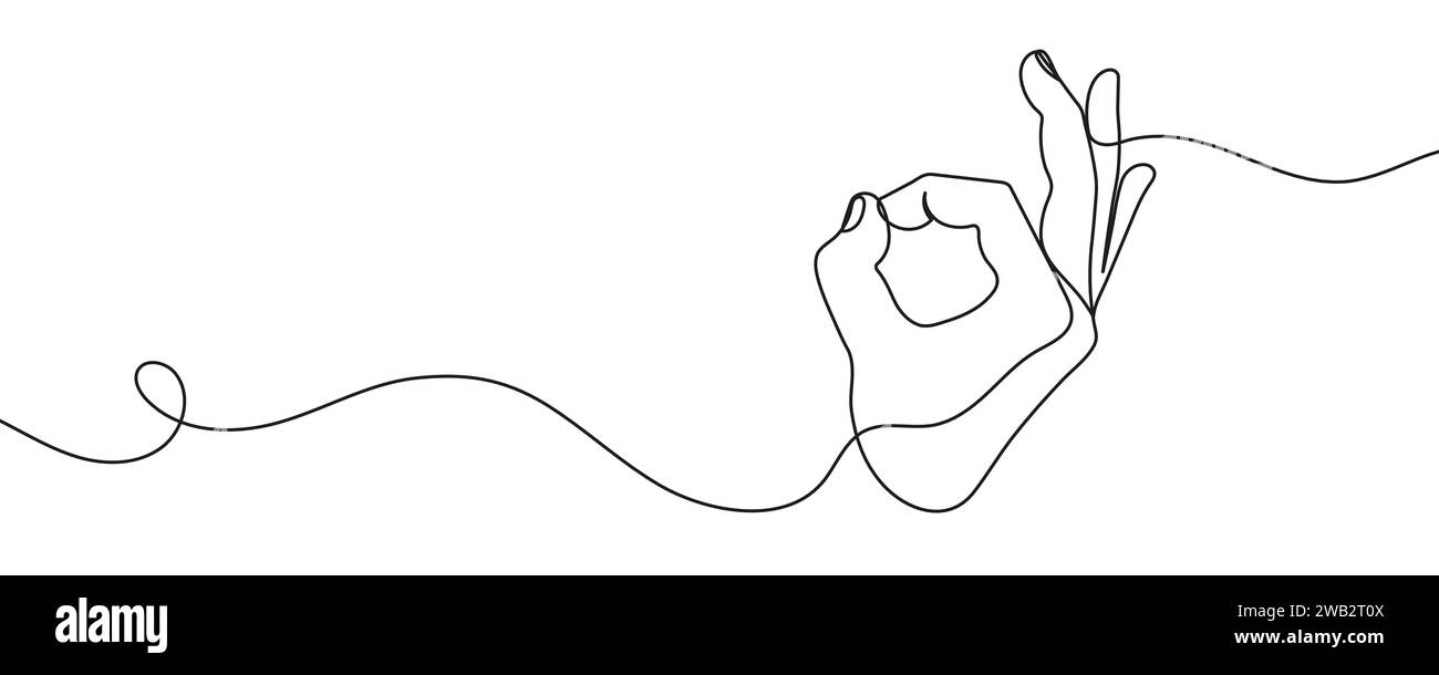continuous line drawing of a hand symbol okay. Vector illustration ...