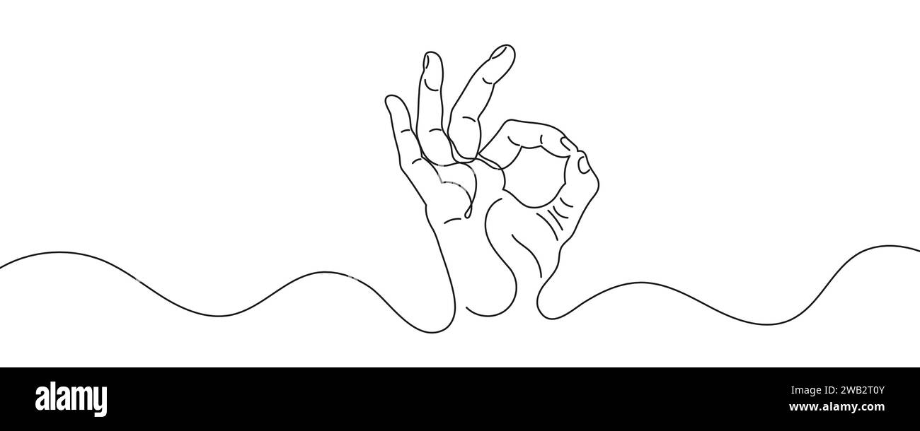 continuous line drawing of a hand symbol okay. Vector illustration ...
