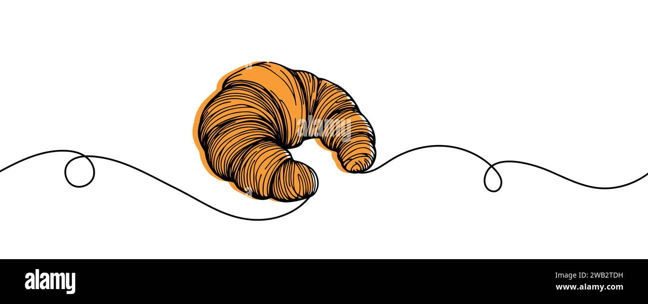 One line drawn croissant. Vector illustration Stock Vector Image & Art ...