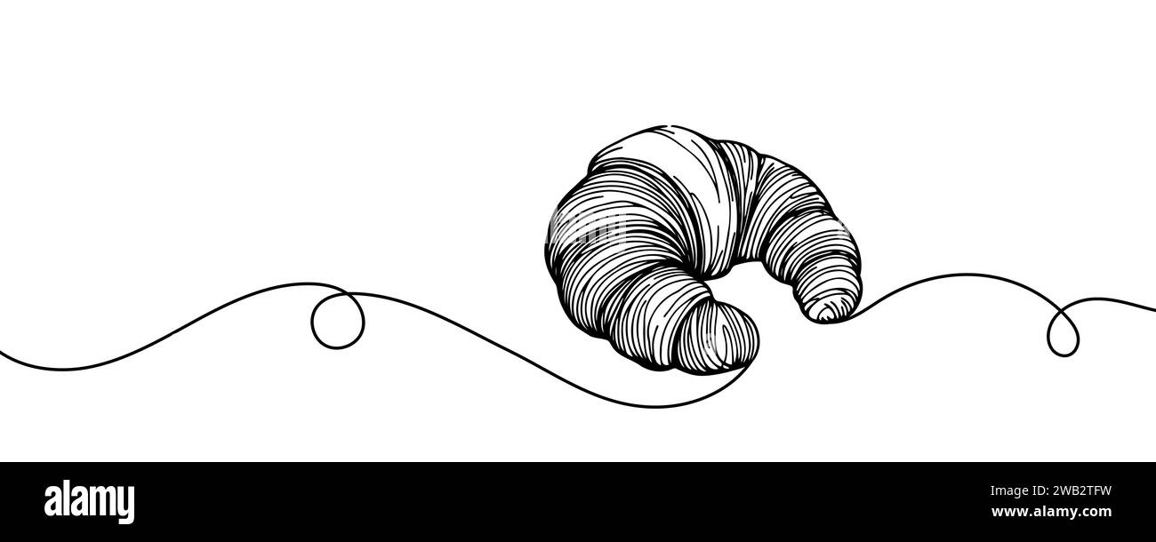 One line drawn croissant. Vector illustration Stock Vector Image & Art ...