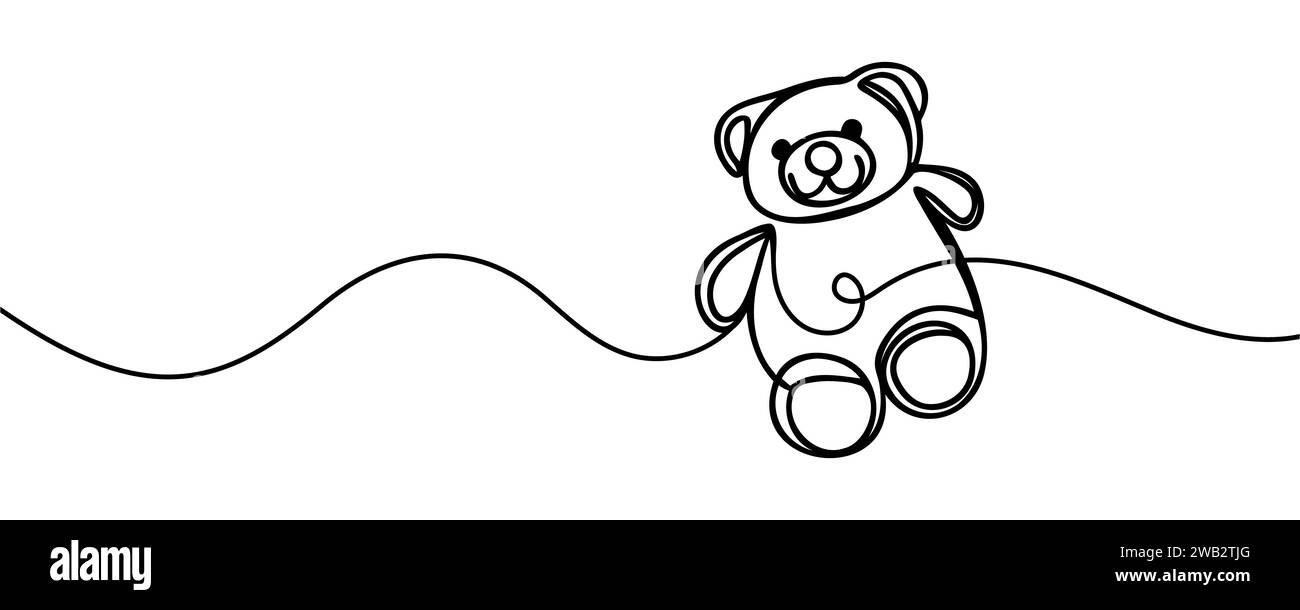 Teddy bear is drawn in one line style. Vector illustration Stock Vector ...