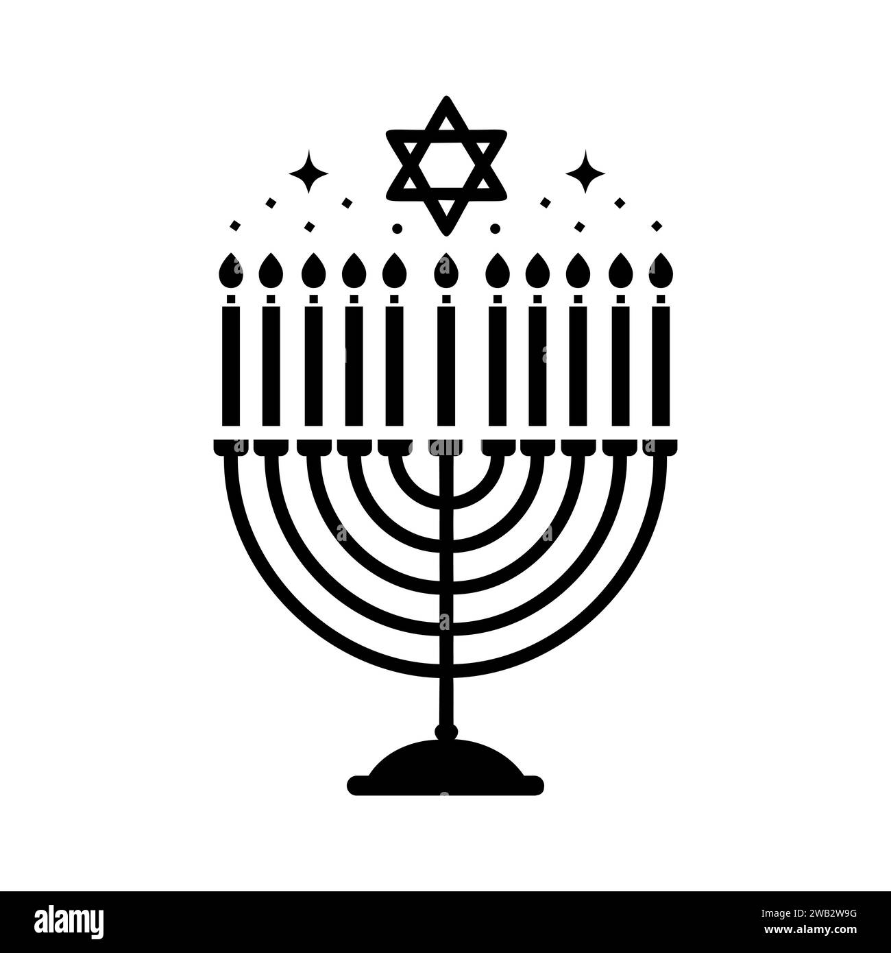 Hanukkah Menorah icon. Black religious symbol of Judaism. Vector ...
