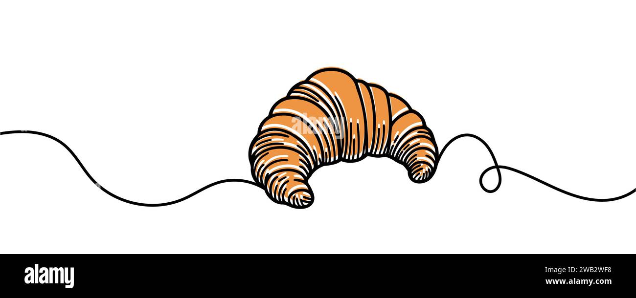 One line drawn croissant. Vector illustration Stock Vector Image & Art ...
