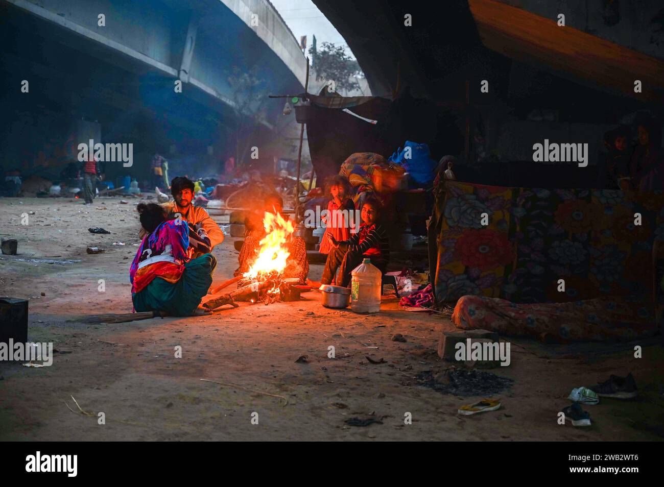New Delhi, India. 04th Jan, 2024. GURUGRAM, INDIA - JANUARY 3: Homeless ...
