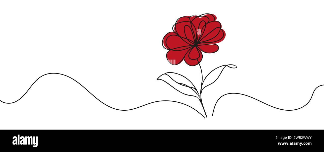The flower is drawn as a continuous line. Vector illustration Stock ...