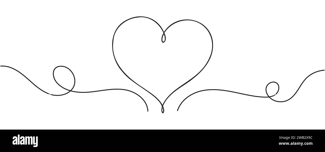 The heart is drawn in one line drawing. Vector illustration Stock ...